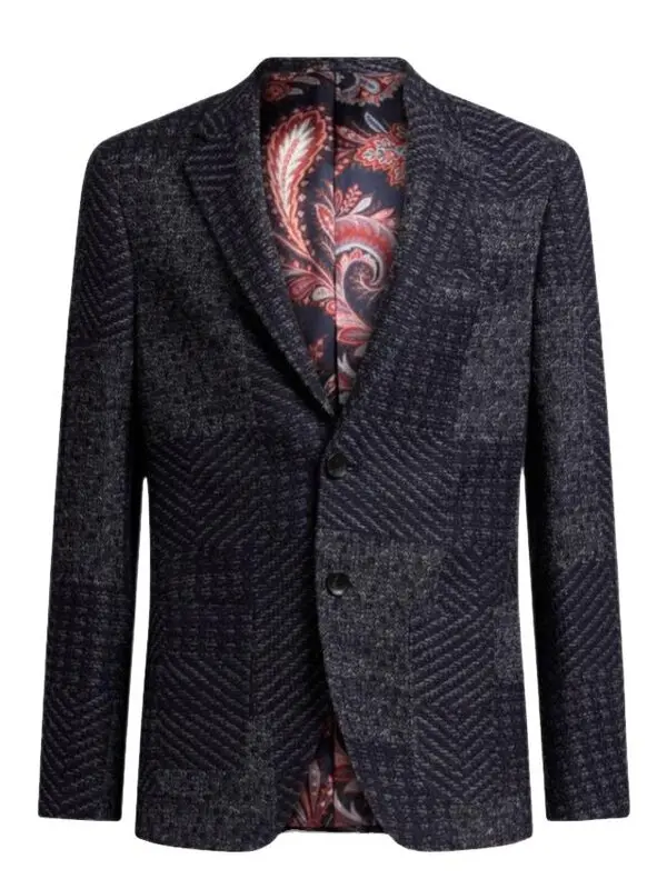 Etro Wool-blend Patchwork Blazer - Black