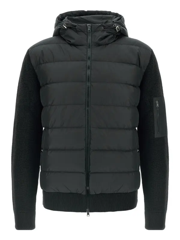 Herno Hooded Quilted-panel Jacket - Black
