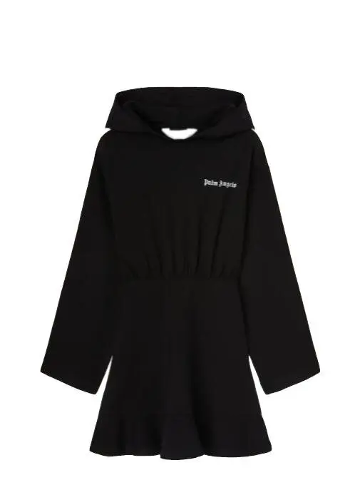 Palm Angels Logo Print Hoodie Dress - Black