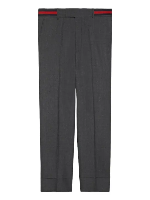 Gucci Twill Web Detailed Trousers - Gray