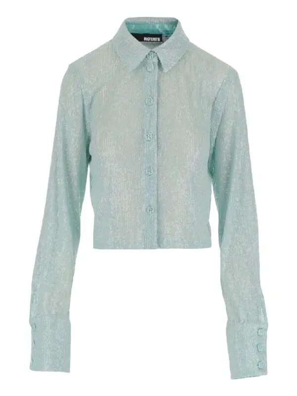 ROTATE BY BIRGER CHRISTENSEN Sequin-trimmed Button-down Shirt - Gray
