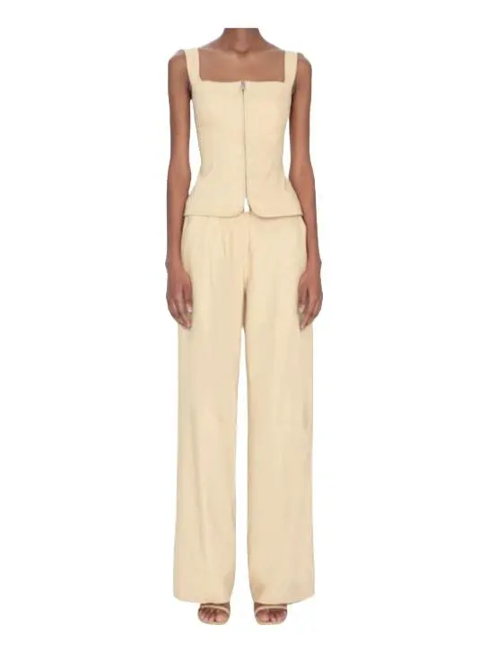 Simkhai Amaya Belted Wide Leg Pants - Natural