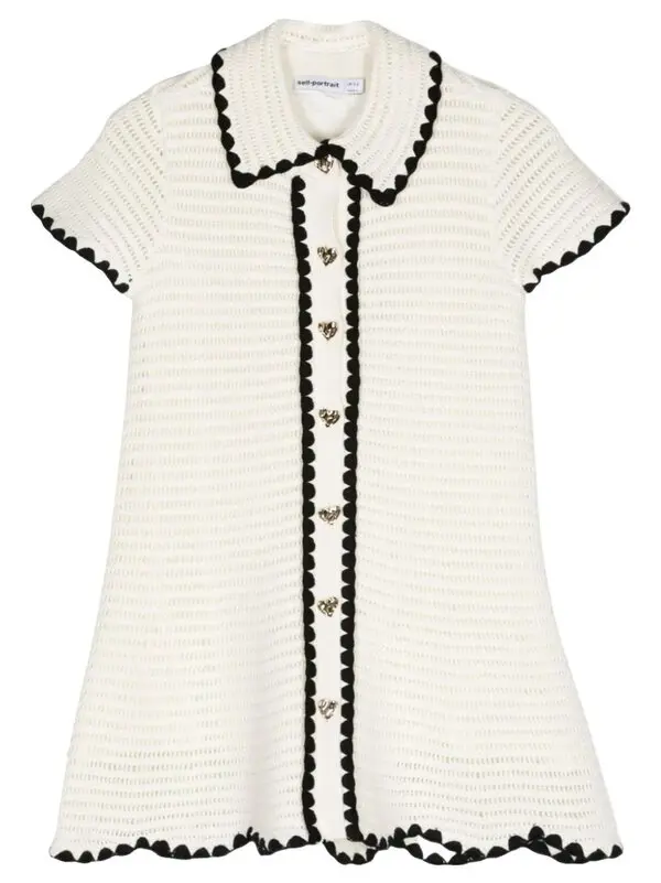 SELF-PORTRAIT Crochet Mini Dress - Off-white