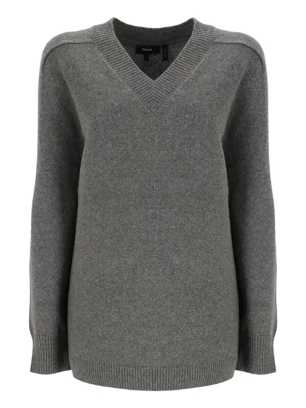 Theory V-neck Long Sleeve Jumper - Black
