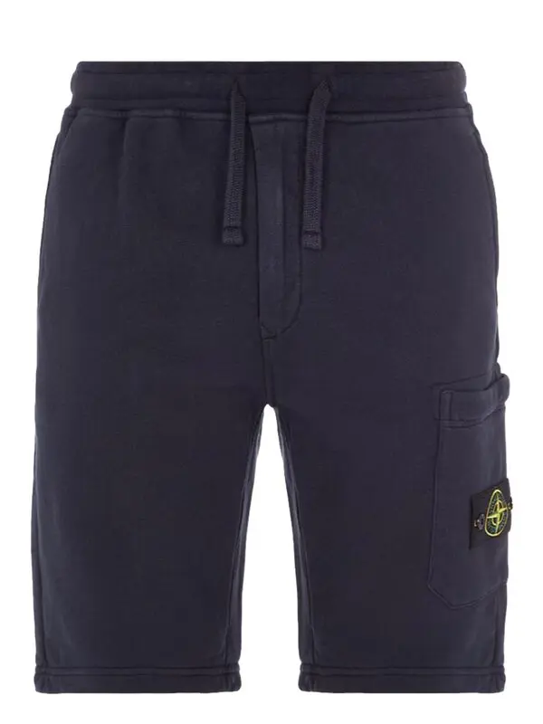 Stone Island Cotton Track Shorts With Compass Logo Patch - Blue