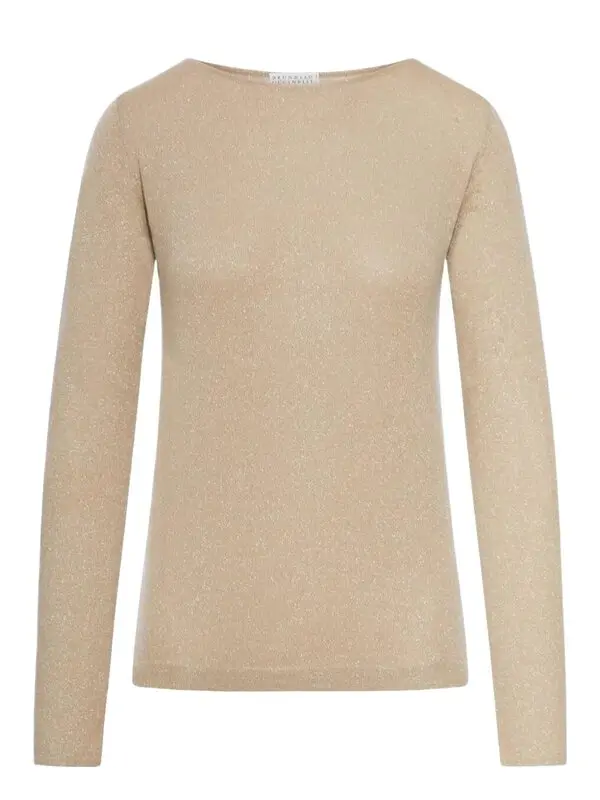 Brunello Cucinelli Crew Neck Long Sleeve Sweater - Nude