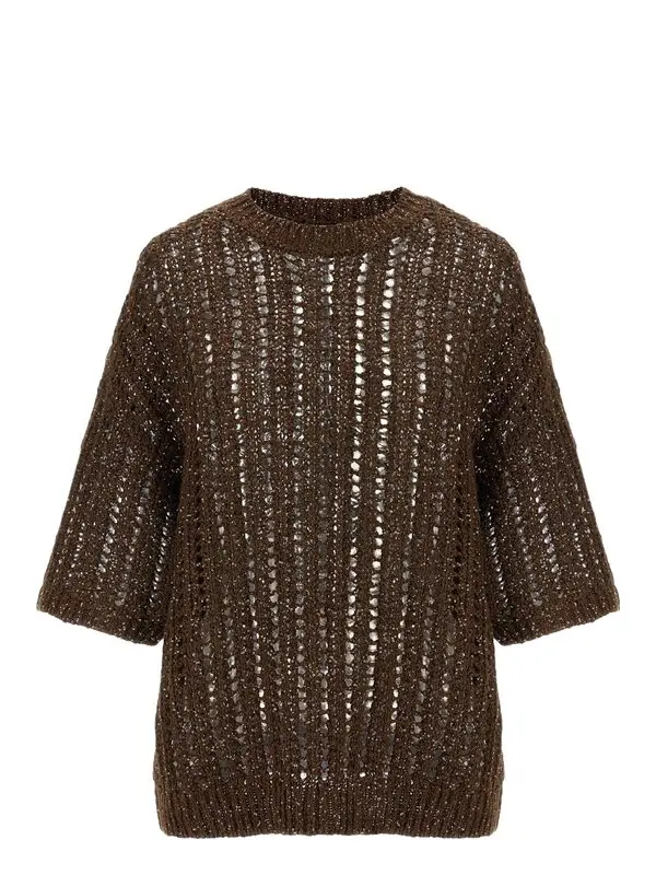 Brunello Cucinelli Short-sleeved Crewneck Knitted Jumper - Brown
