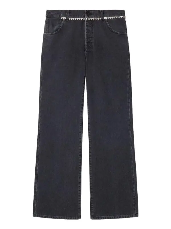 Off-White Belted Wide Leg Jeans - Black