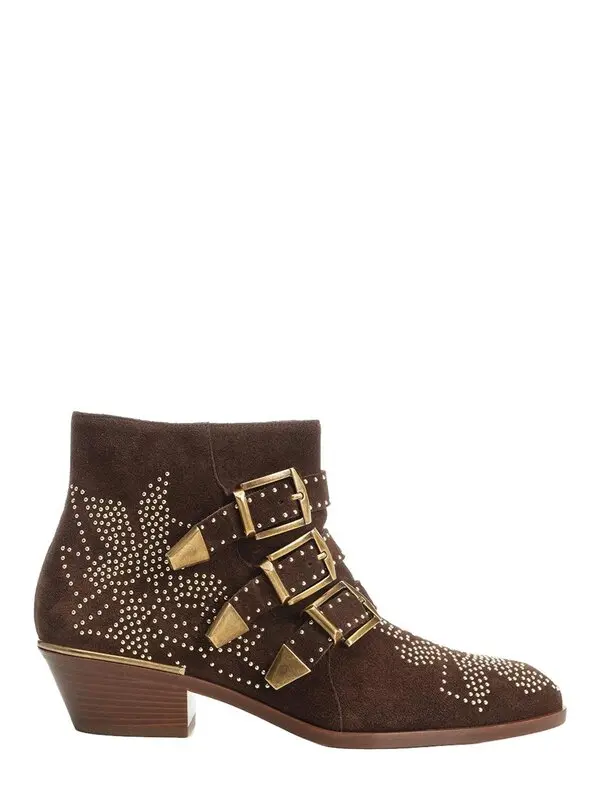 Chloé Susan Studded Buckled Boots - Green
