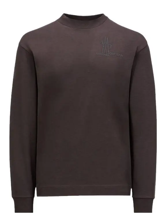 Moncler Logo Detailed Long-sleeved T-shirt - Dark Brown