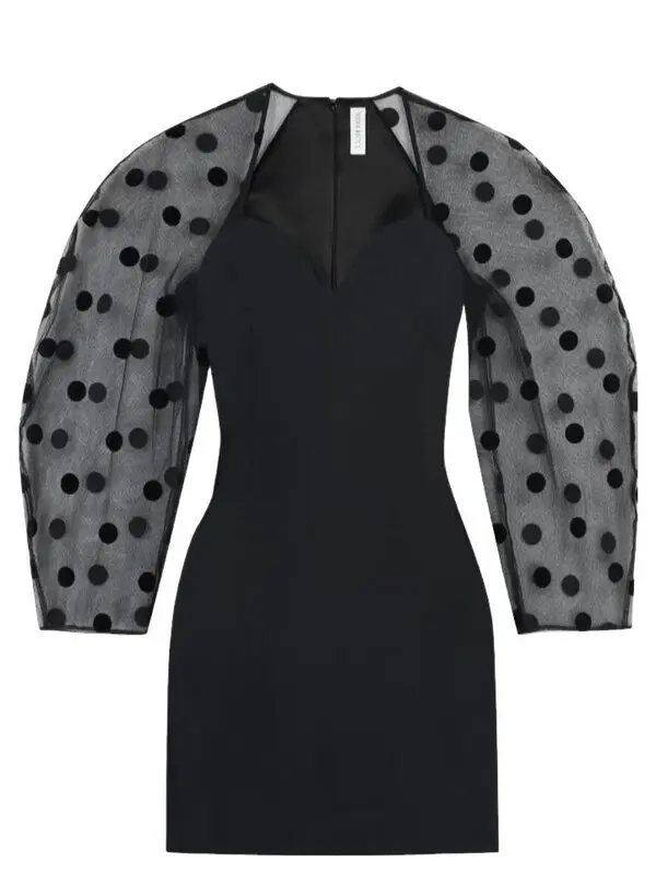 Nina Ricci Balloon Sleeve Polka Dot Dress - Black