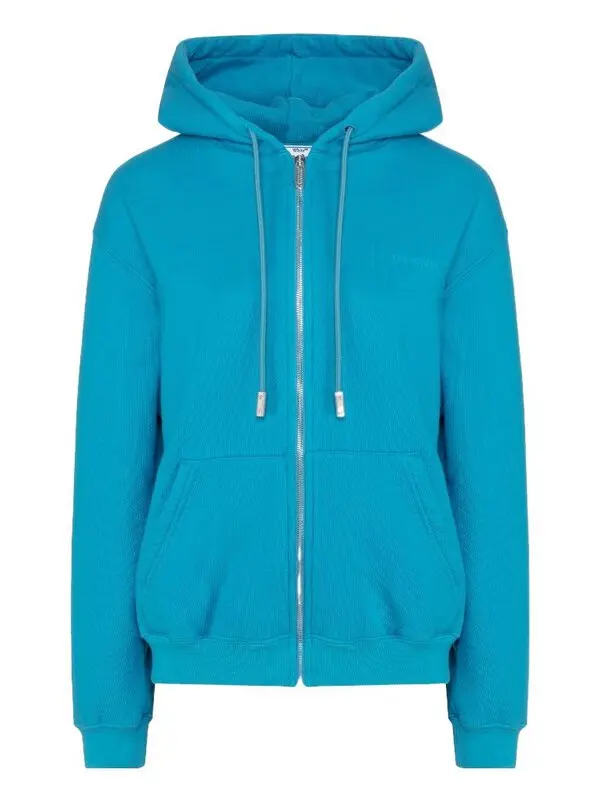 Off-White Diagonal Print Zip-front Hoodie - Blue
