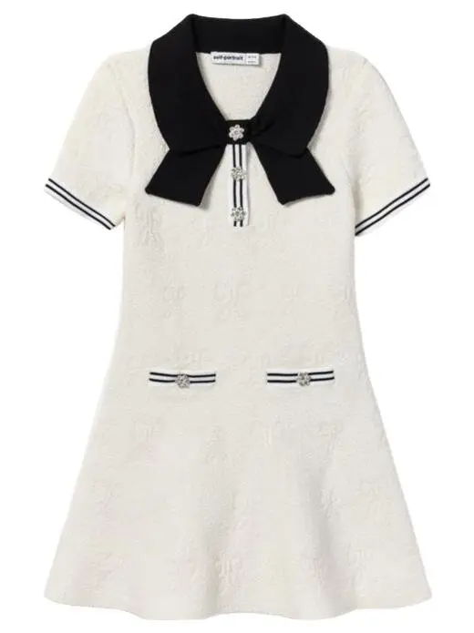 SELF-PORTRAIT Jacquard Knitted Dress - White