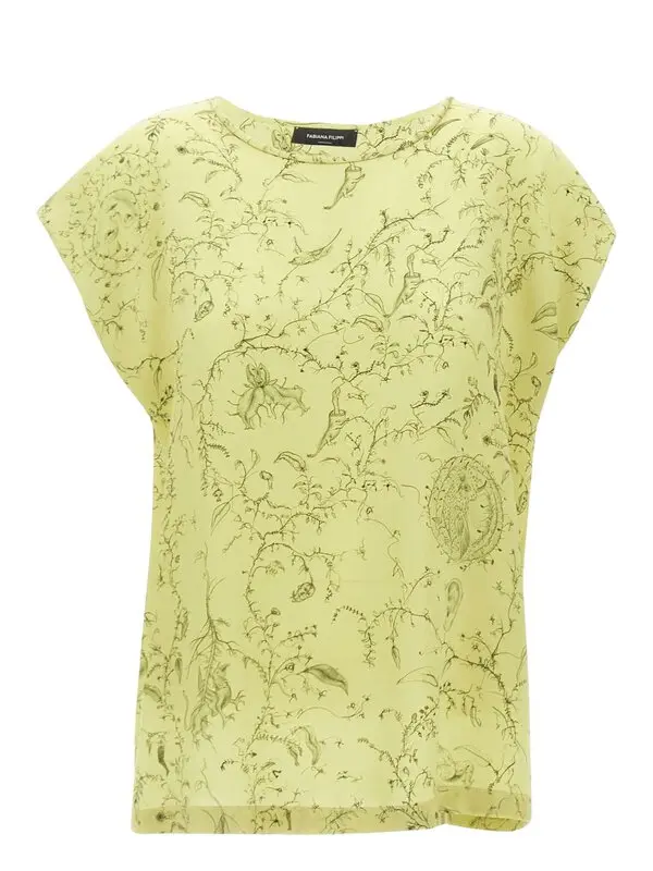 Fabiana Filippi Printed T-shirt With Botanical And Zoological Motifs - Yellow