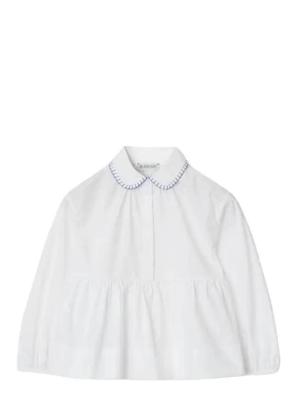 Burberry Embroidered Peplum Blouse - White