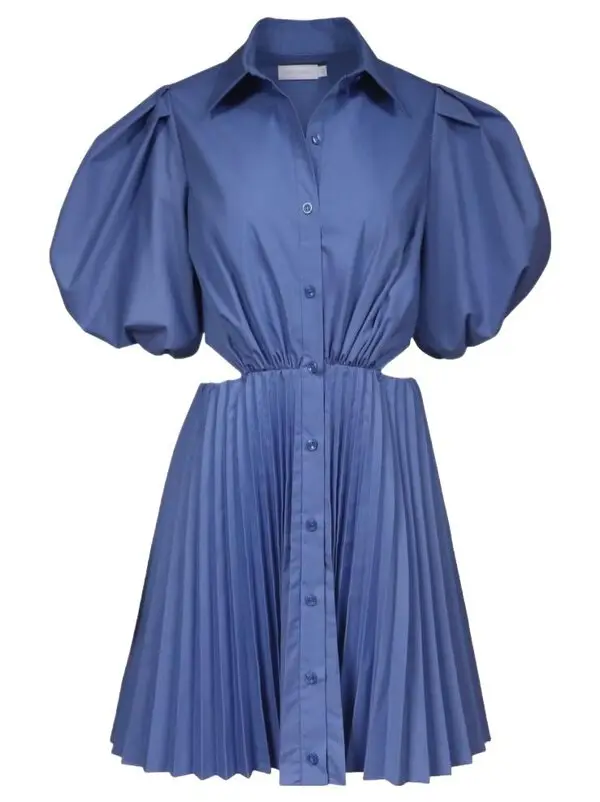 Simkhai Puff Sleeve Cut-out Shirt Dress - No