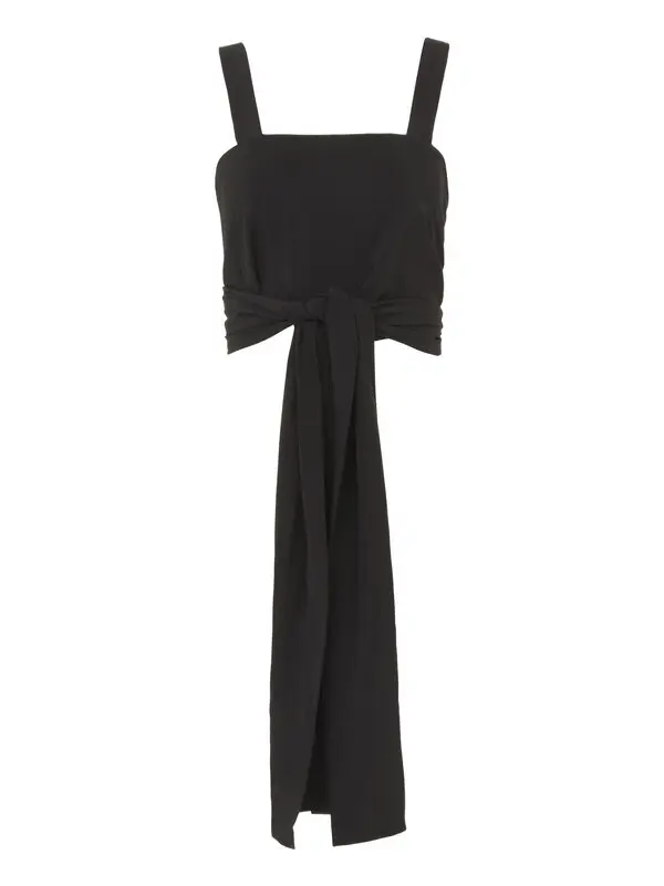 Chloé Crepe De Chine Cropped Top With Front Tie Detail - Black