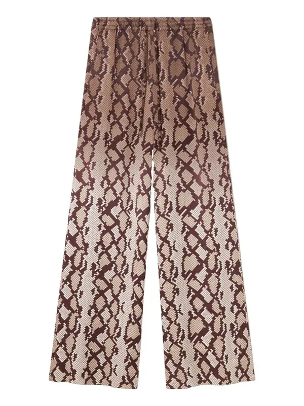 Stella McCartney Oversized Pixelated Snake Print Drawstring Trousers - Brown