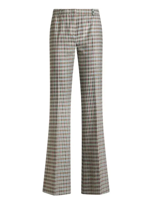 Etro Wool-blend Gingham Trousers - Gray
