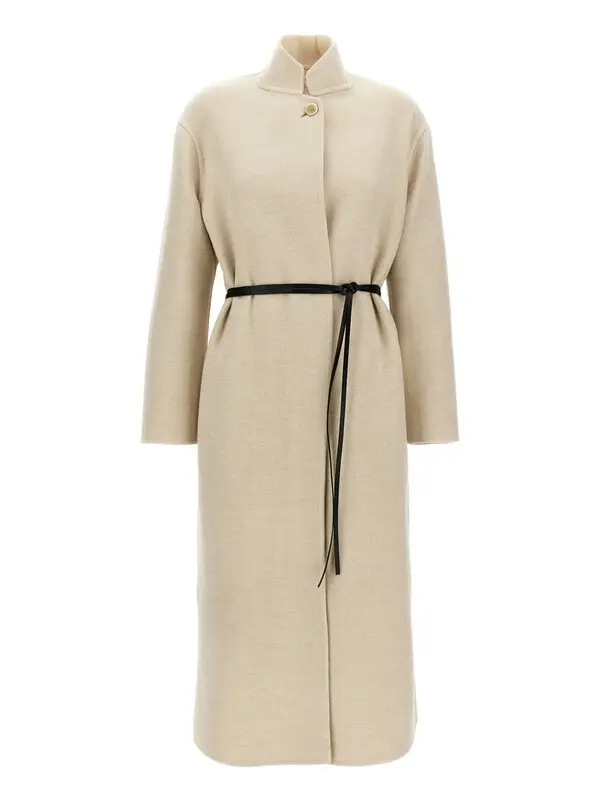 Fabiana Filippi Single-breasted Belted Coat - Beige