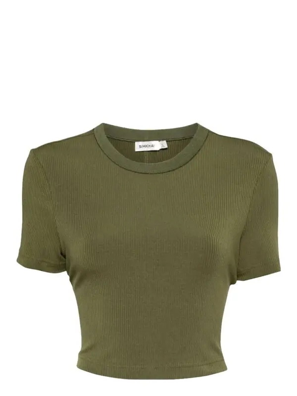 Simkhai Ribbed Cropped Top - Green
