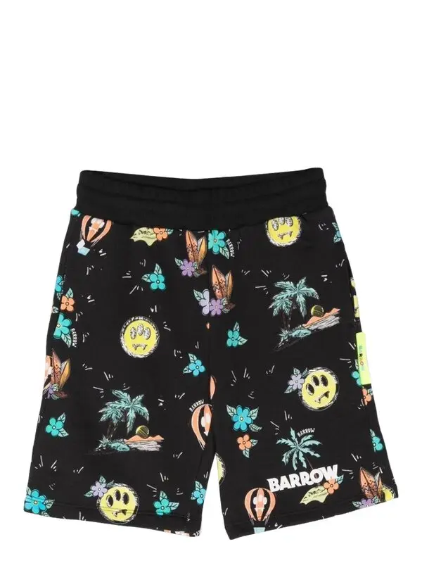BARROW Graphic Print Track Shorts - Black