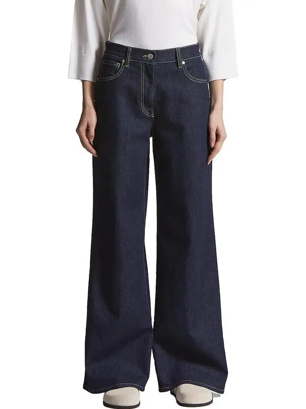 Peserico Wide Leg Five-pocket Denim Jeans - Black