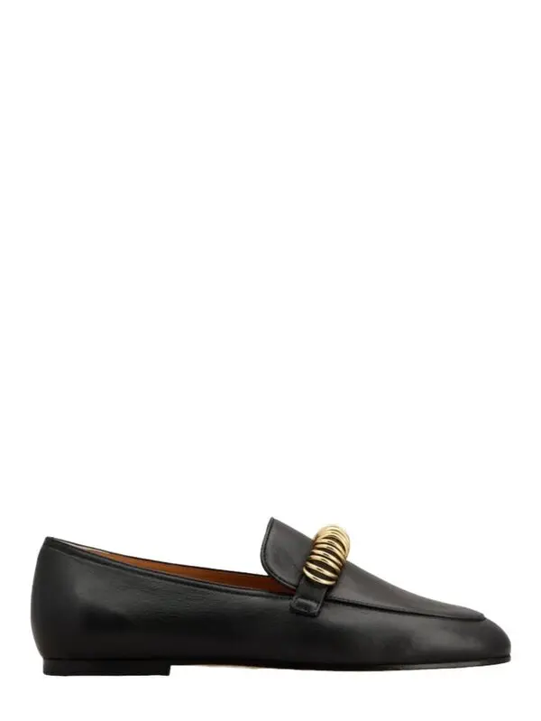 TOD'S Round Toe Slip-on Loafers With Metal Ring Detailing - Black