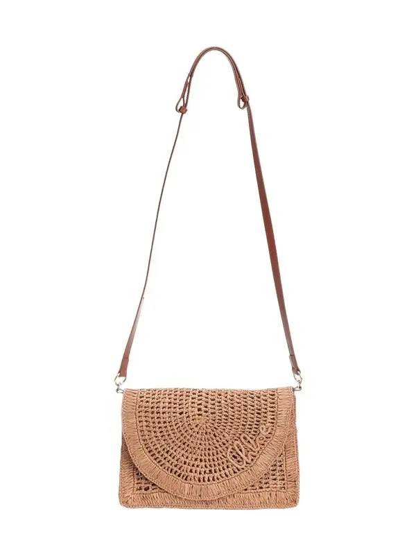 Chloé Summer Banana Flat Raffia Shoulder Bag - Nude