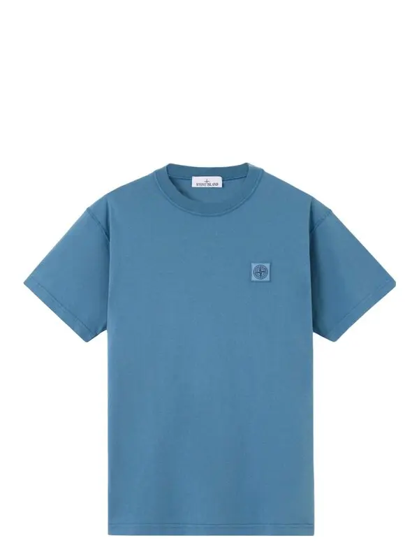 Stone Island Compass-patch Cotton T-shirt - Steel Blue