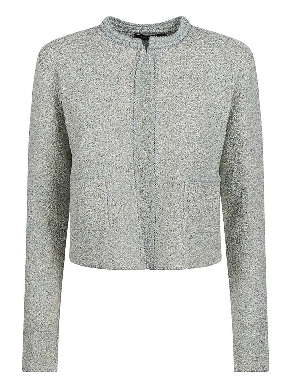 Fabiana Filippi Long Sleeve Knitted Cropped Cardigan With Welt Pockets - Green