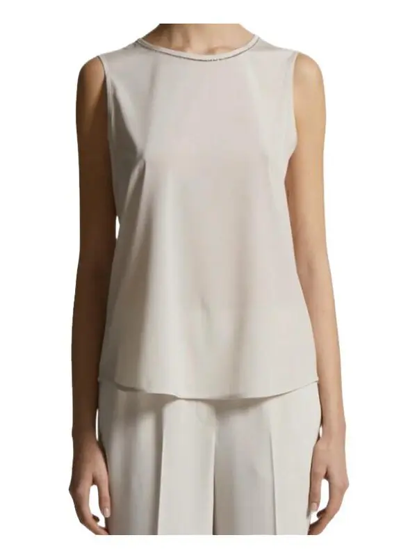 Peserico Embellished Sleeveless Top - Beige