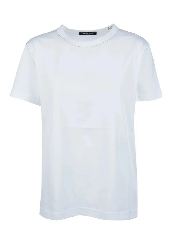 Fabiana Filippi Crew Neck Short Sleeve T-shirt With Filo Diamante Detail - White