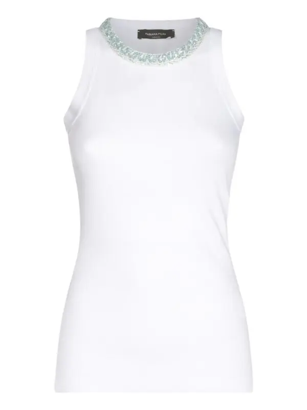 Fabiana Filippi Embellished Neck Tank Top - White