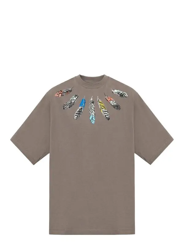 MARCELO BURLON COUNTY OF MILAN Feathers Detail T-shirt - Gray