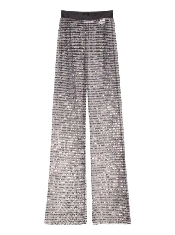ROTATE BY BIRGER CHRISTENSEN Crystal Embellished Straight Leg Trousers - Gray