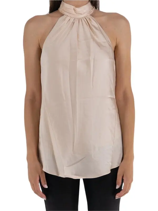 Simkhai Thea Halterneck Top With Pleated Details - Blush