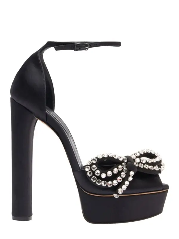Casadei 140mm Judith Bow Embellished Platform Sandals - Black