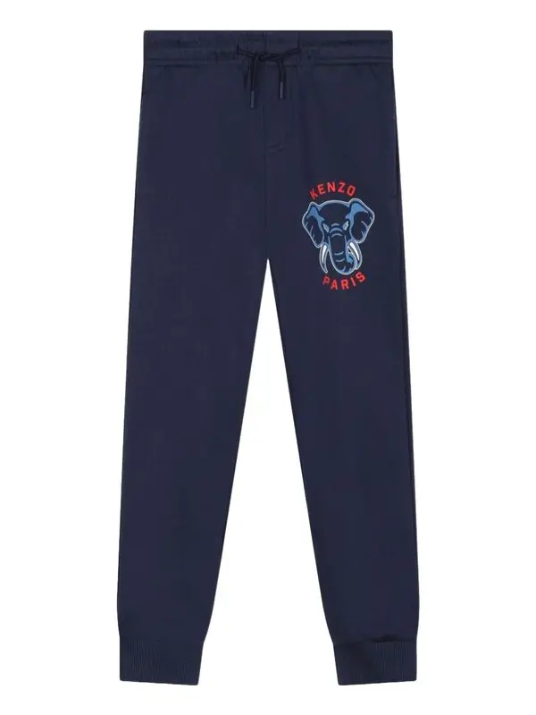 Kenzo Elasticated Drawcord Waist Joggers With Logo Detail - Blue