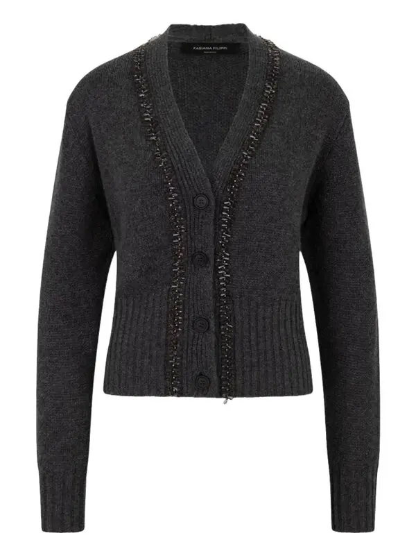 Fabiana Filippi Embellished V-neck Cardigan - Black