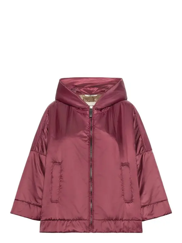 Max Mara Padded Hooded Jacket In Water-repellent Canvas - Red