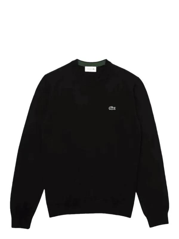 Lacoste Logo Patch Crewneck Knitted Jumper - Black