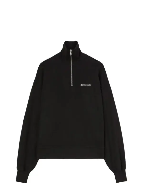 Palm Angels Logo-embroidered Half-zip Sweatshirt - Black