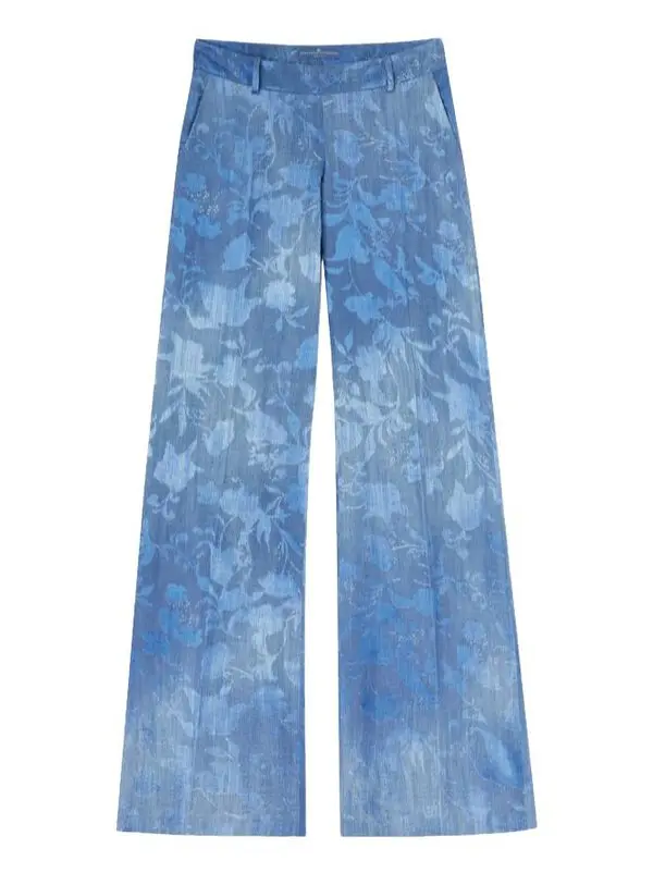 Ermanno Scervino Floral Motif Palazzo Trousers - Blue