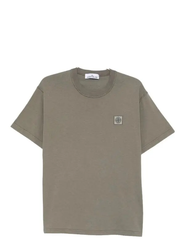 Stone Island Compass-patch Cotton T-shirt - Gray