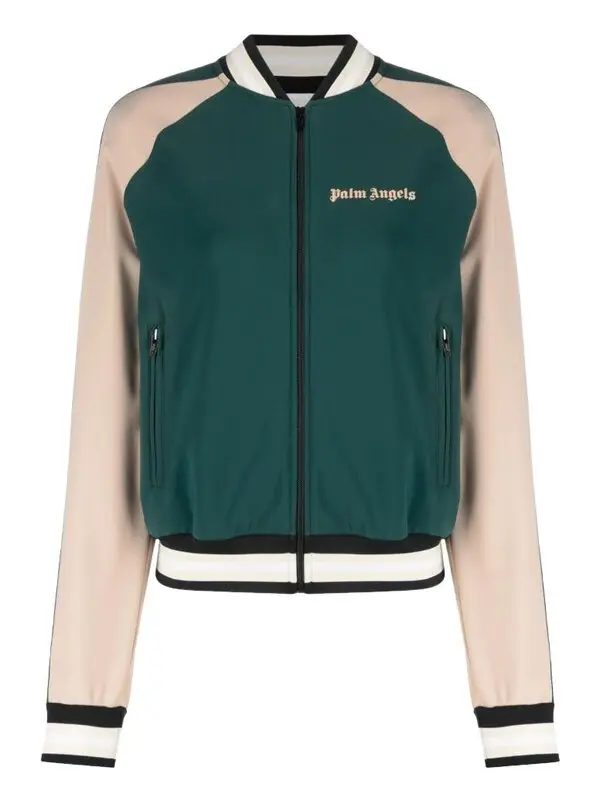 Palm Angels Zipped Cropped Bomber Jacket - Green