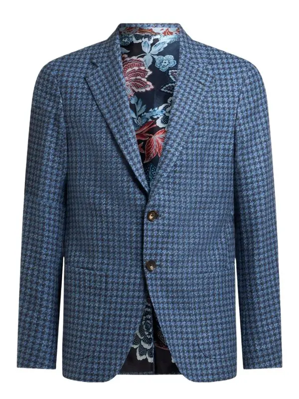 Etro Wool-blend Houndstooth Blazer - Blue