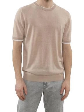 Peserico Linen-cotton Knitted T-shirt - Nude