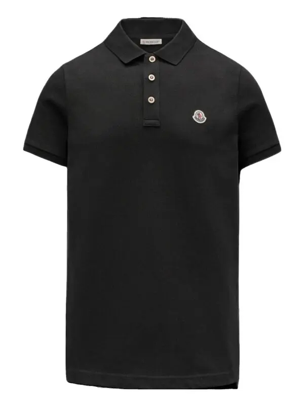 Moncler Logo Patch Short Sleeved Polo Shirt - Black
