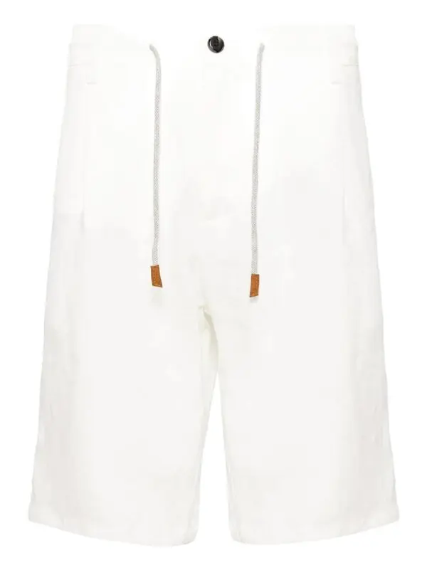 Eleventy Linen Bermuda Shorts With Drawstring Waist - White